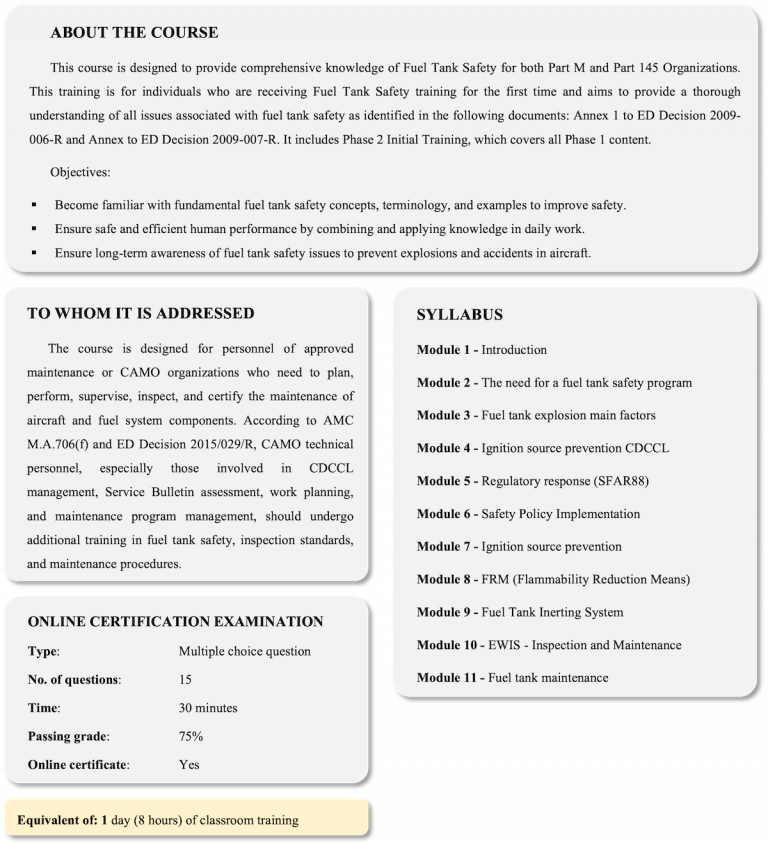 Fuel Tank Safety Recurrent [ENG] - European Aviation Institute